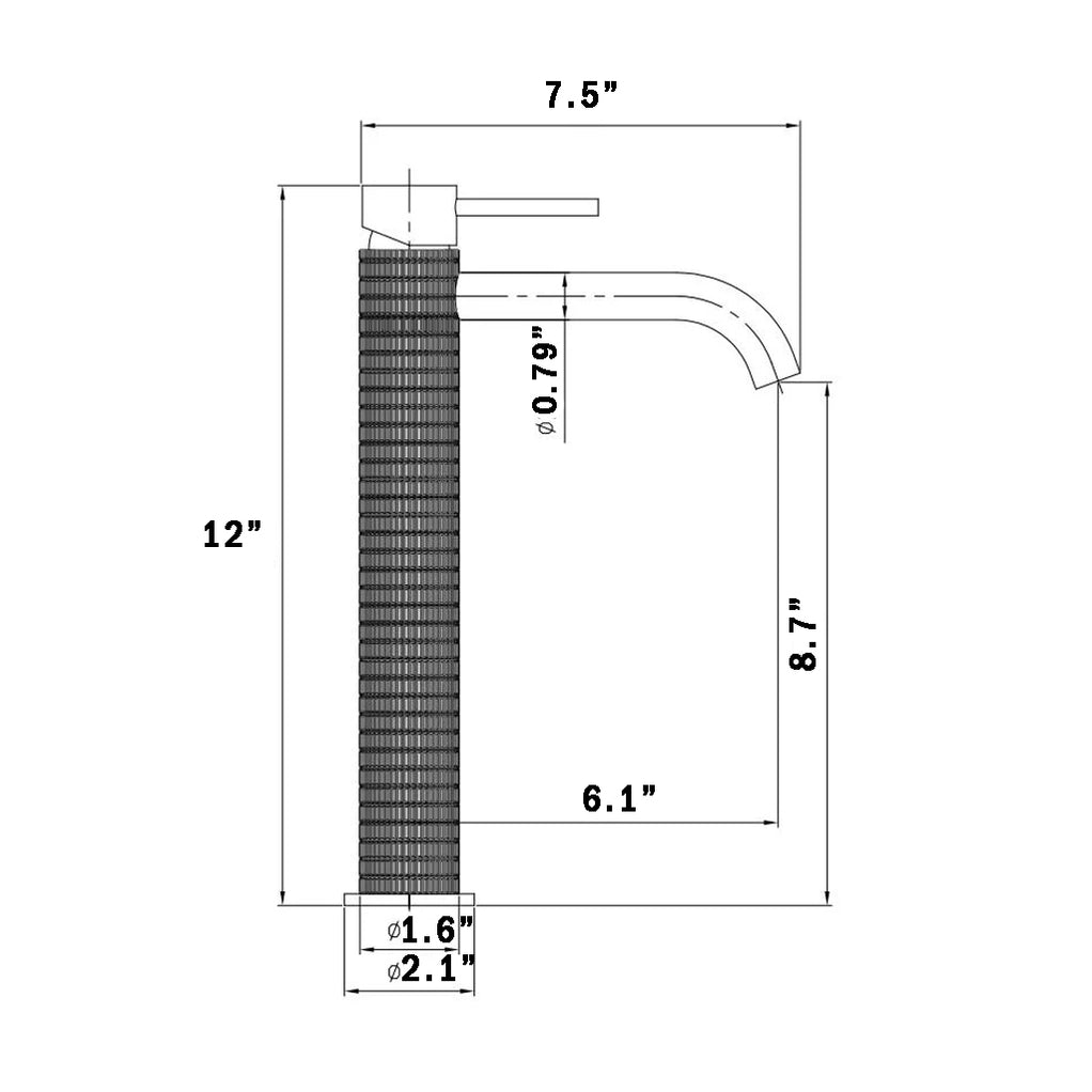 Metro Knurled High Bathroom Faucet - Vessel - 12" Brass/Satin Brass ...