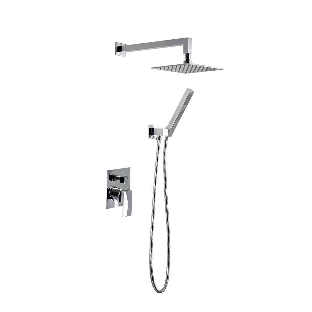 Devon 2-Way Shower Set With Hand Shower Set - Wall Mount - 8" Brass/Po
